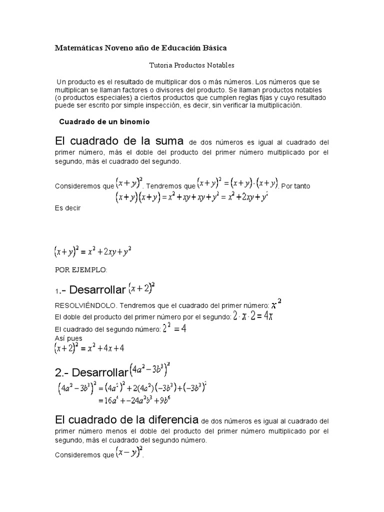 Matemáticas Noveno Año de Educación Básica | PDF | Factorización | Conceptos matemáticos