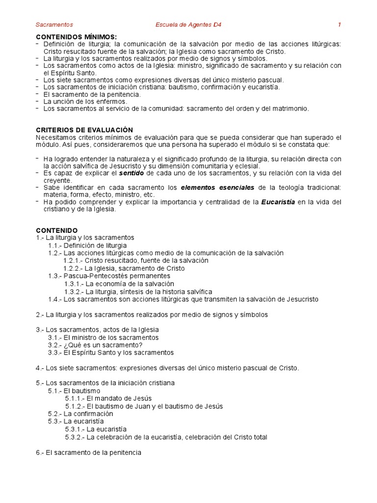 Sacramentos Escuela de Agentes 2021-22.pages | PDF | eucaristía ...