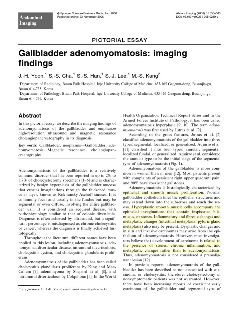 Gallbladder Adenomyomatosis Imaging Findings | PDF | Gallbladder ...