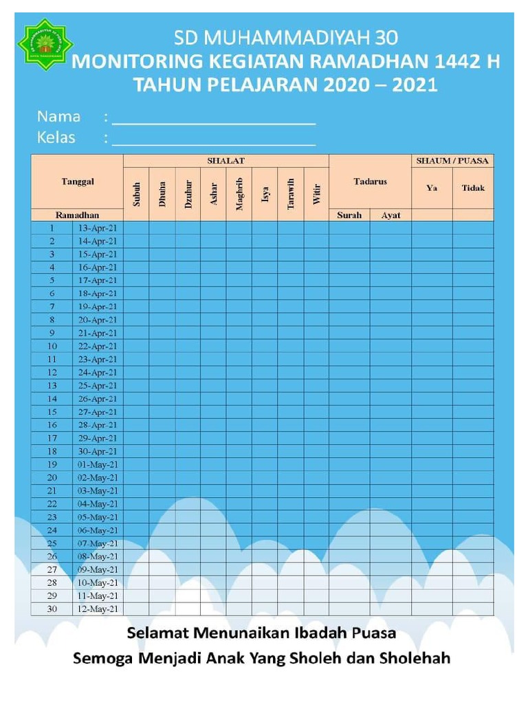 Lembar Monitoring Ramadhan | PDF