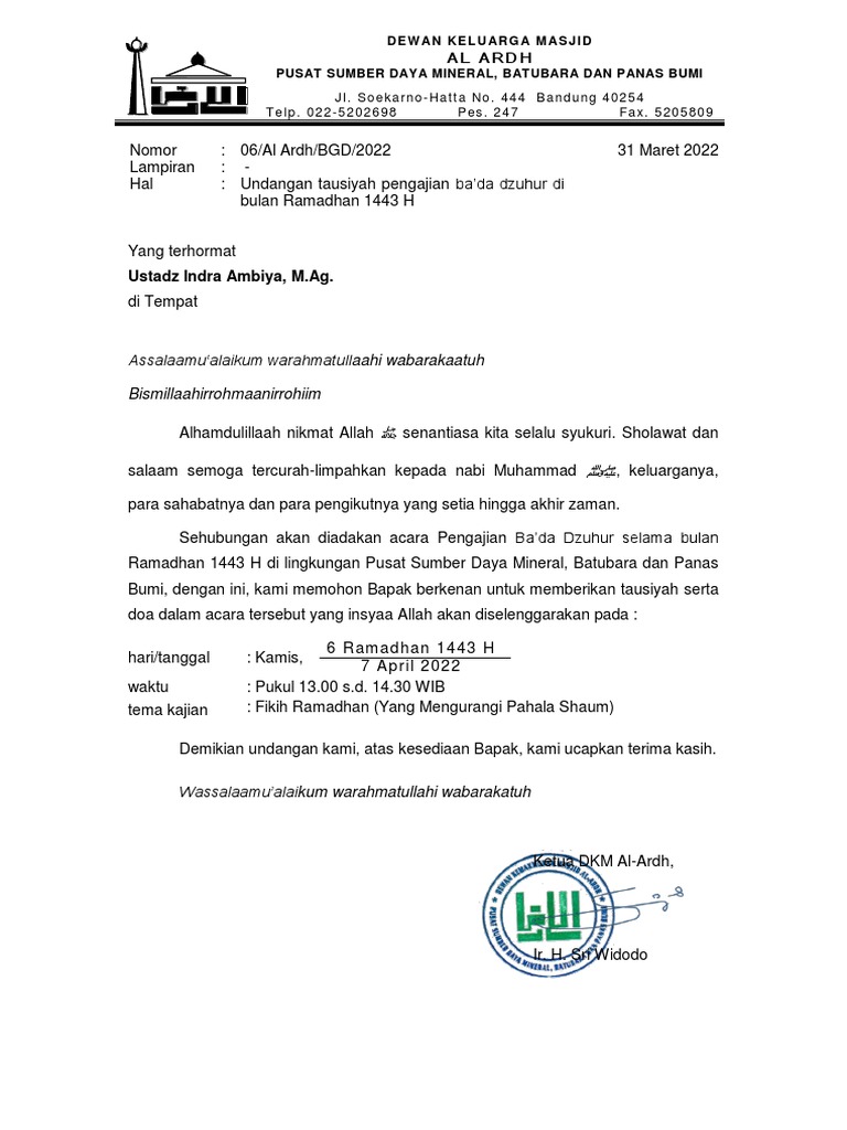 06 - Penceramah - Undangan Pengajian Ramadhan Daring PSDMBP 2022 | PDF