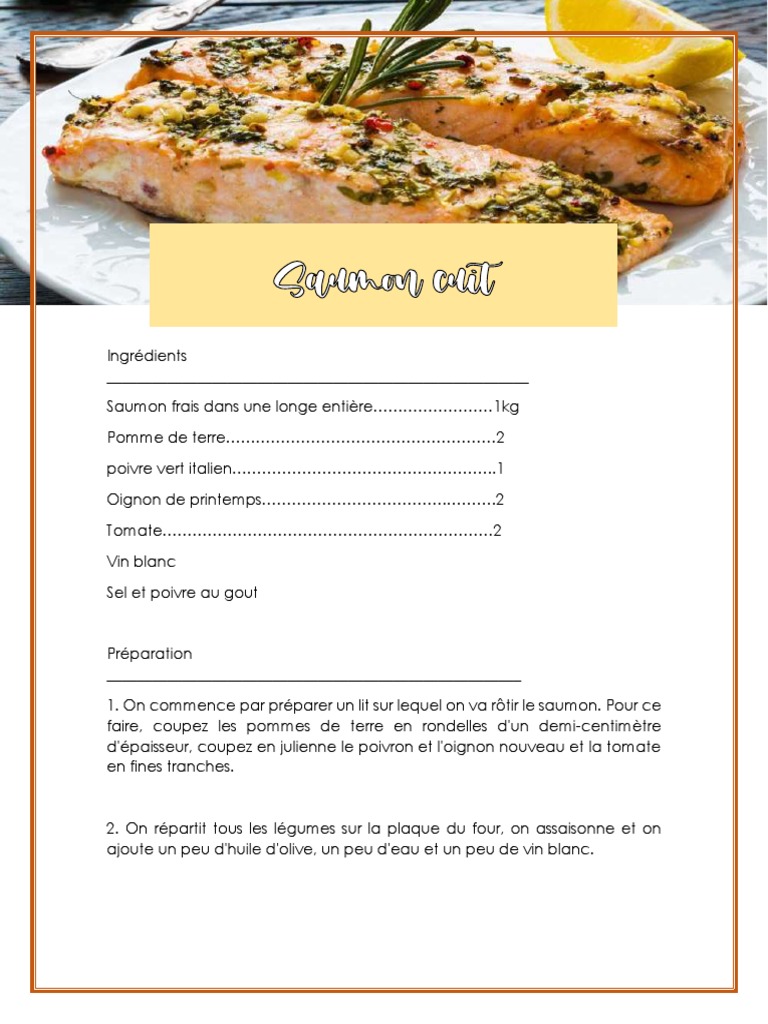 Recette de saumon rôti aux légumes | PDF | Maison et jardin ...