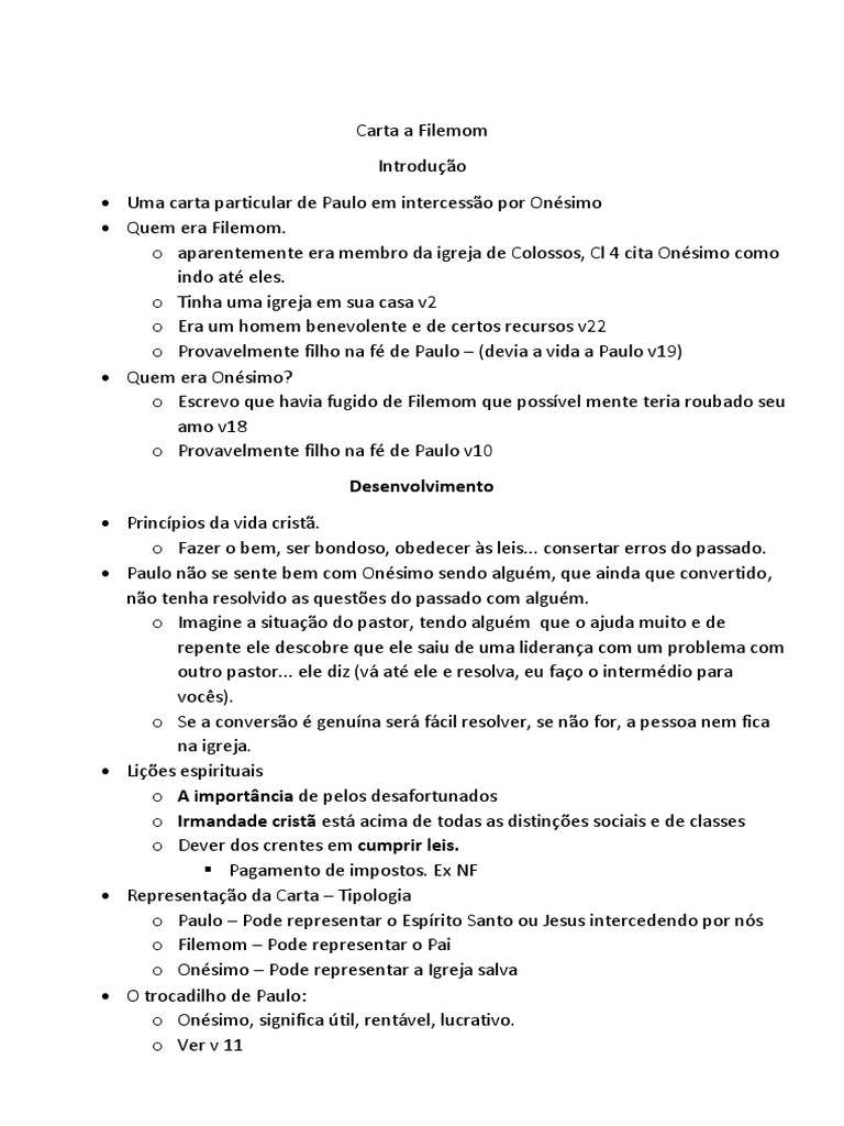 Carta A Filemom | PDF | Epístola a Filemon | Apóstolo Paulo