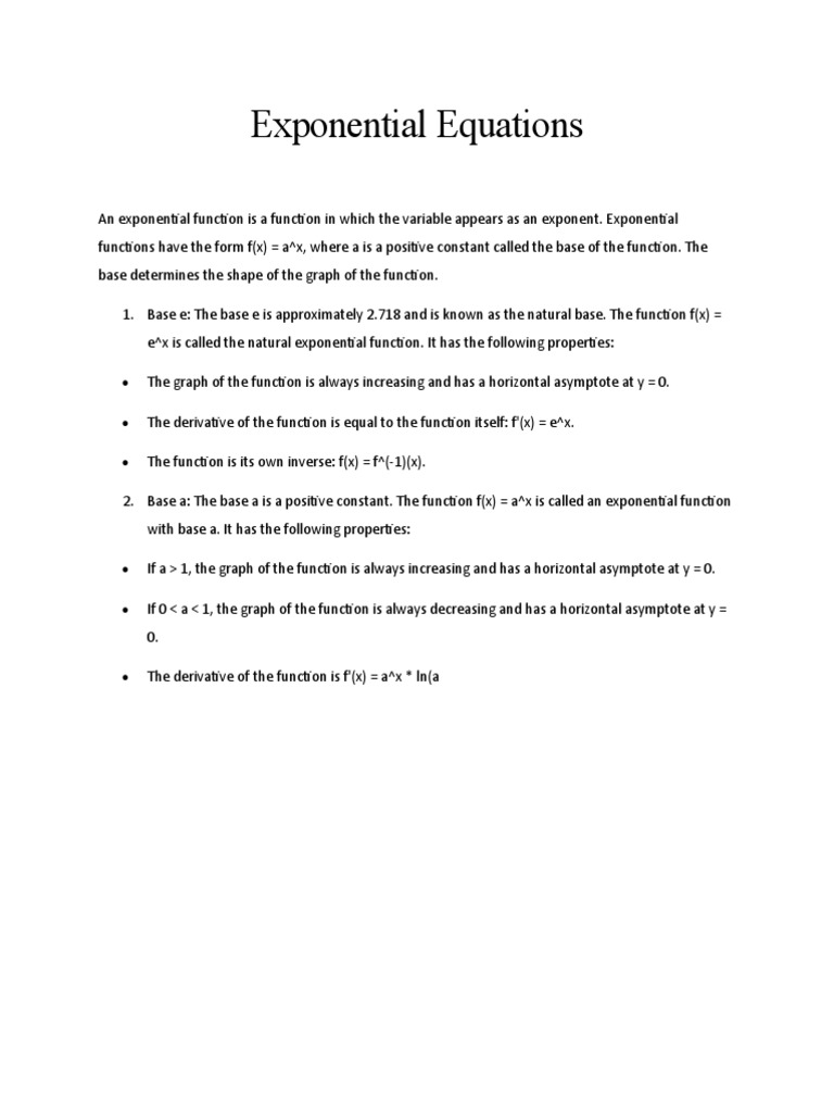 Exponential Equations Pdf
