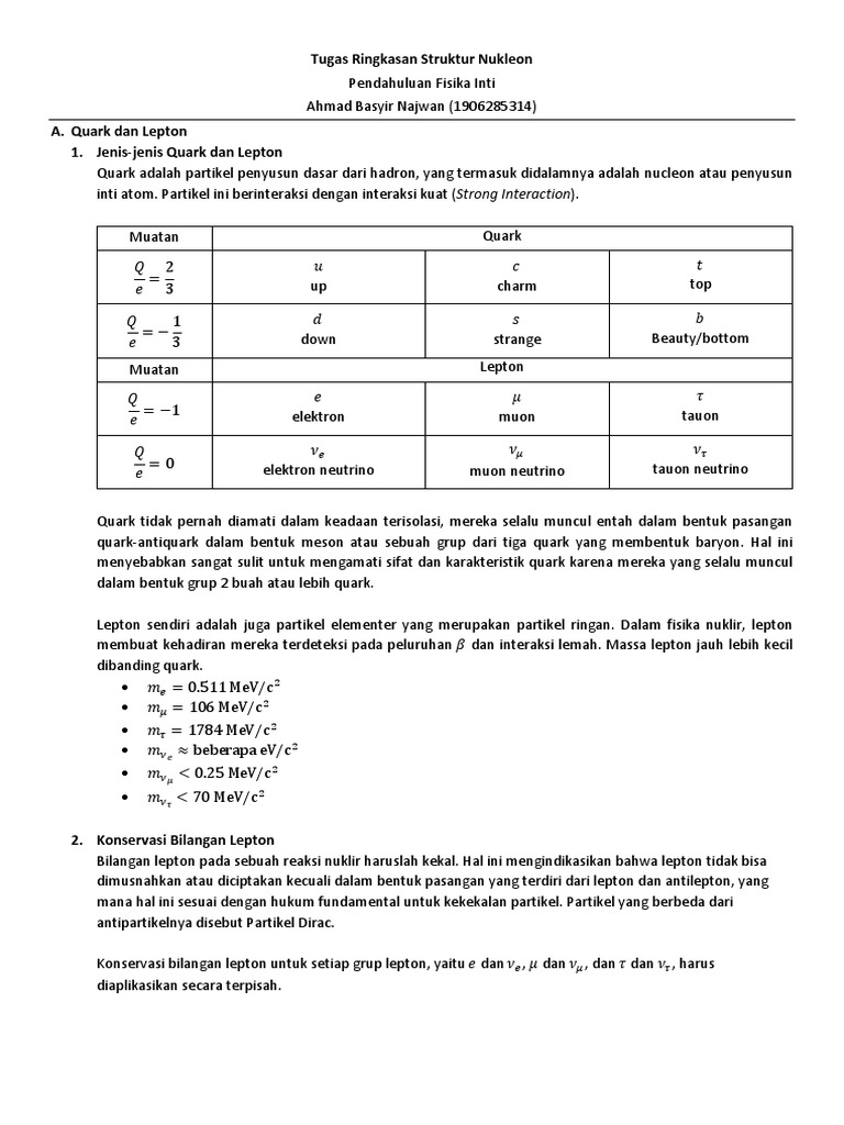 Ringkasan Struktur Nukleon - Ahmad Basyir Najwan | PDF