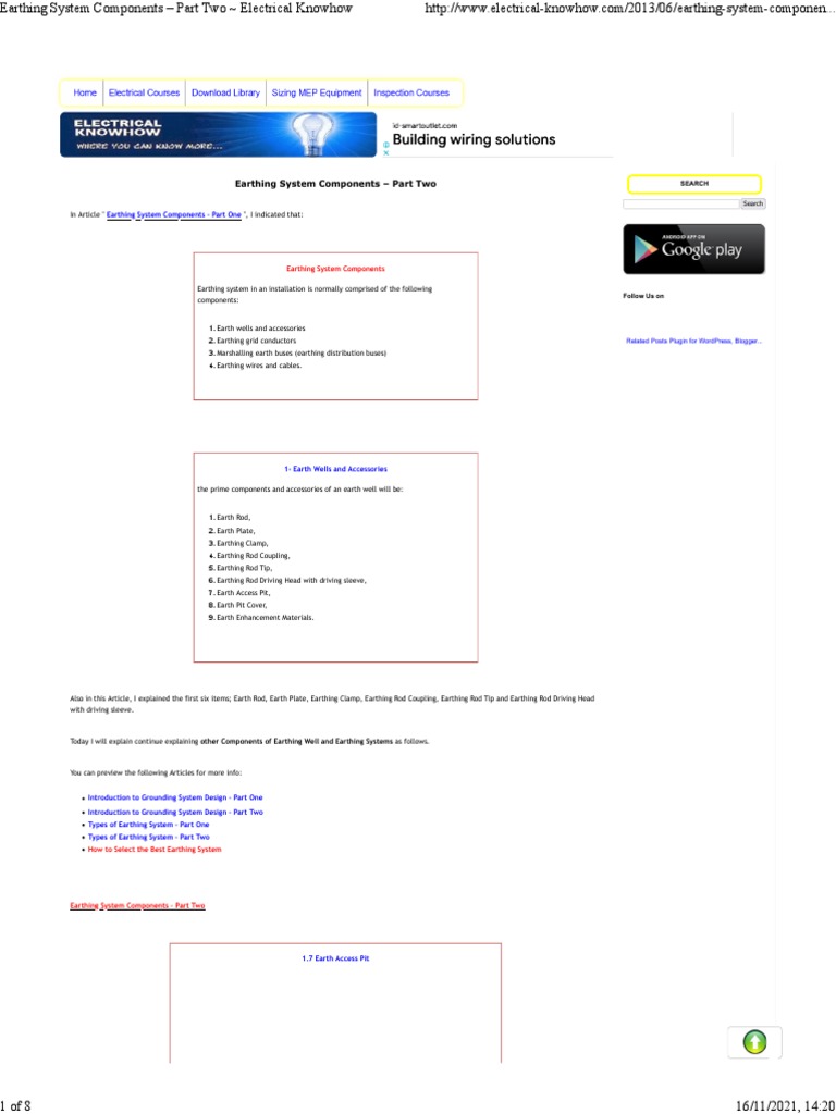 Earthing System Components - Pt.2 | PDF | Electrical Resistivity And ...