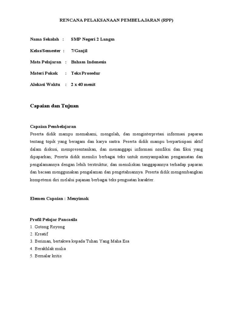 RPP Merdeka Belajar | PDF