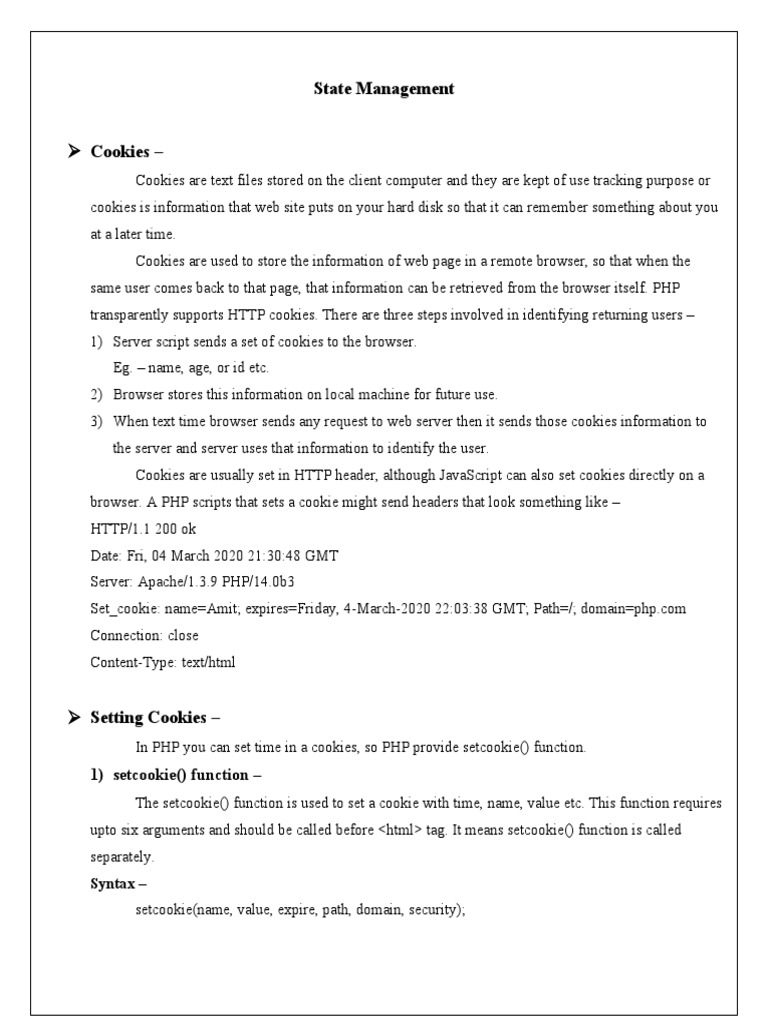 Unit-IV Part-I PHP | PDF | Http Cookie | Networking