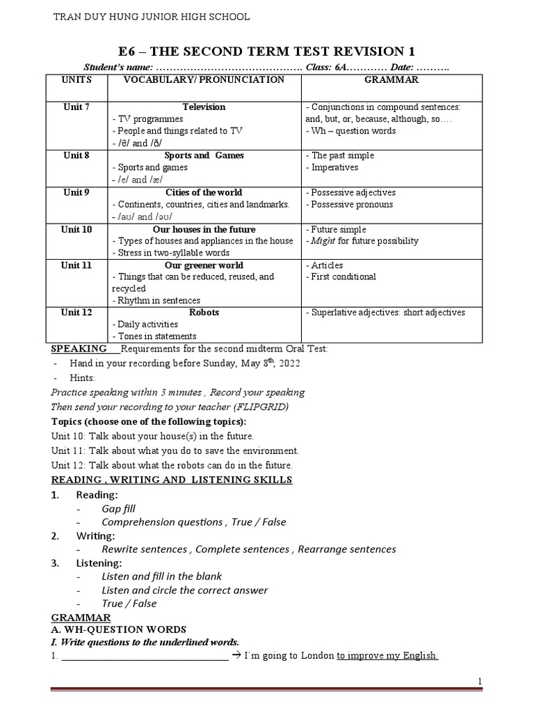 (Chuẩn) E6-Final Revision HK2 | PDF | Seoul | Robot