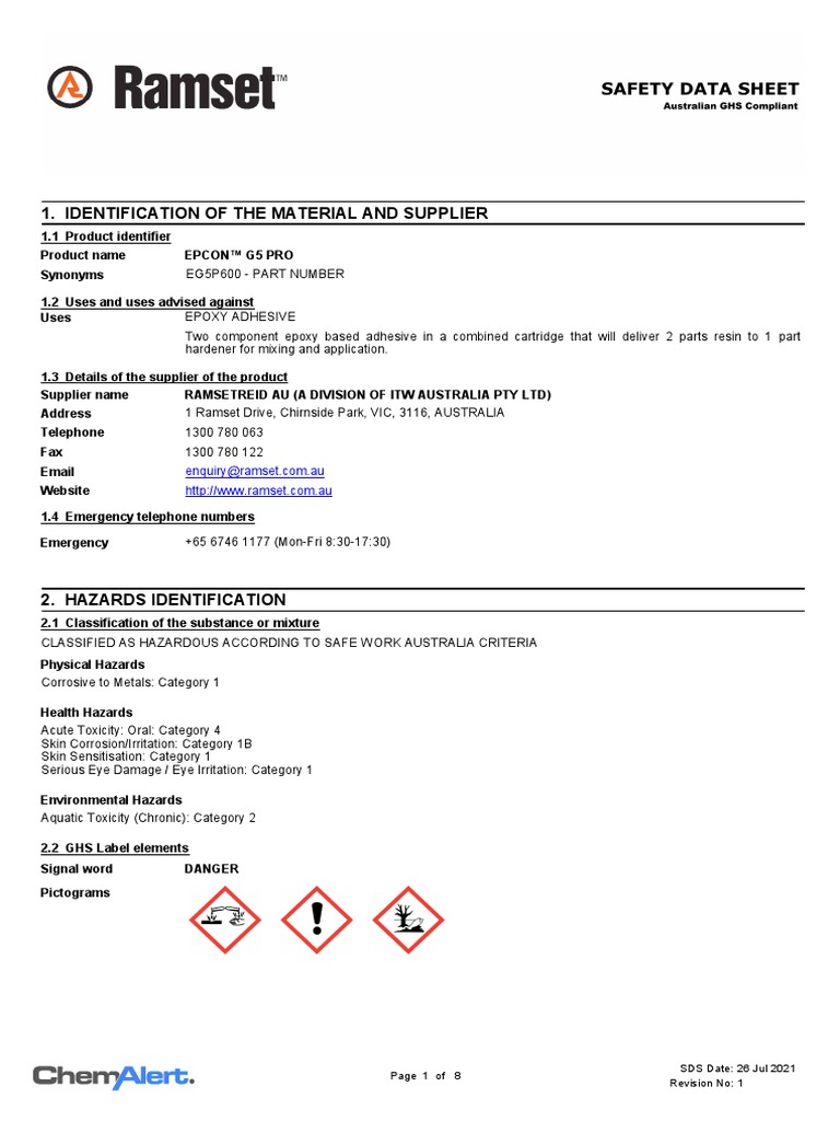 EPCON™ G5 PRO MSDS | PDF | Chemistry | Occupational Safety And Health