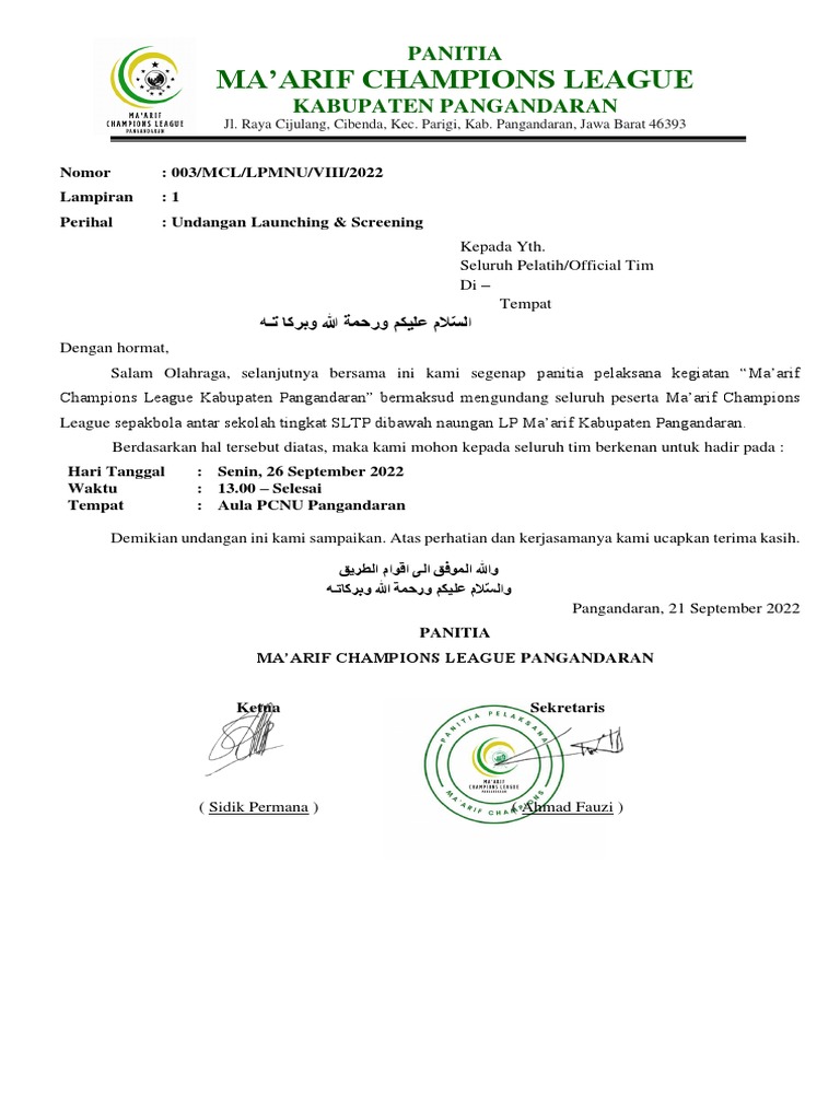 Undangan Launching SLTP | PDF