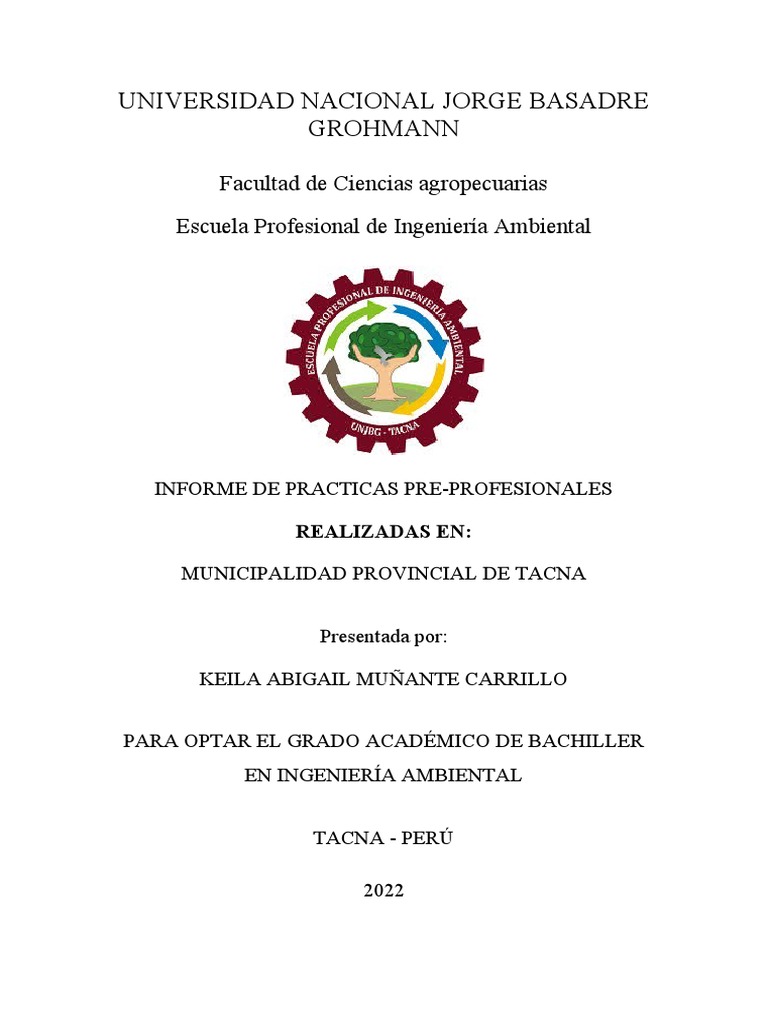 Modelo de Informe Practicas-Pre - Muñante, Keila | PDF | Residuos | Economias