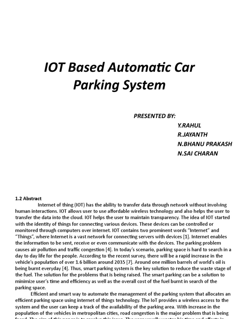 IOT Based Automatic Car Parking System | PDF | Microcontroller ... IOT Based Automatic Car Parking System | PDF | Microcontroller ...