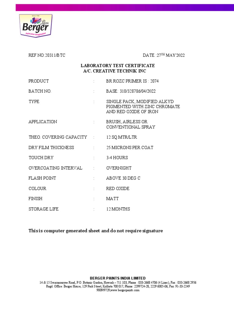 BR Rozc Primer Is 2074 | PDF