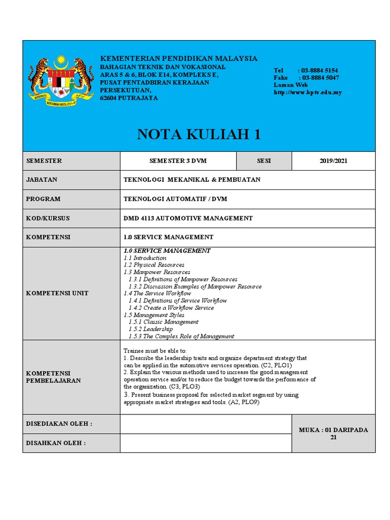 DMD 4113 - 1. Nota Service Management | PDF