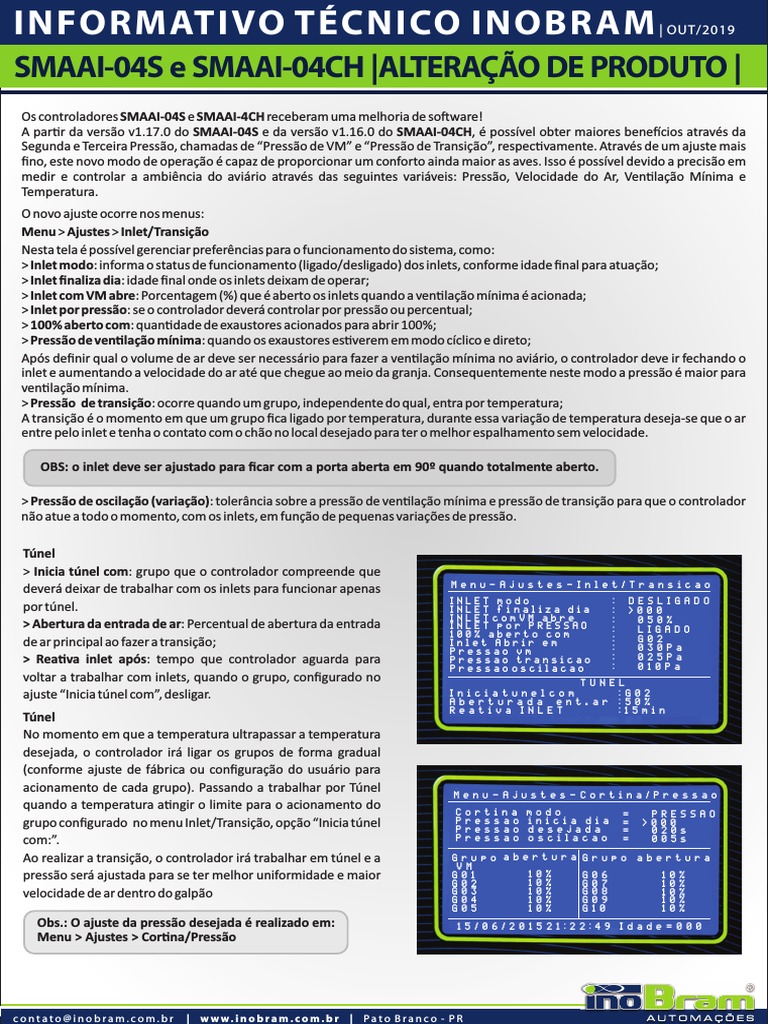 Inobram Smaai4 4s 4ch Informativo Técnico Português | PDF | Pressão | Temperatura