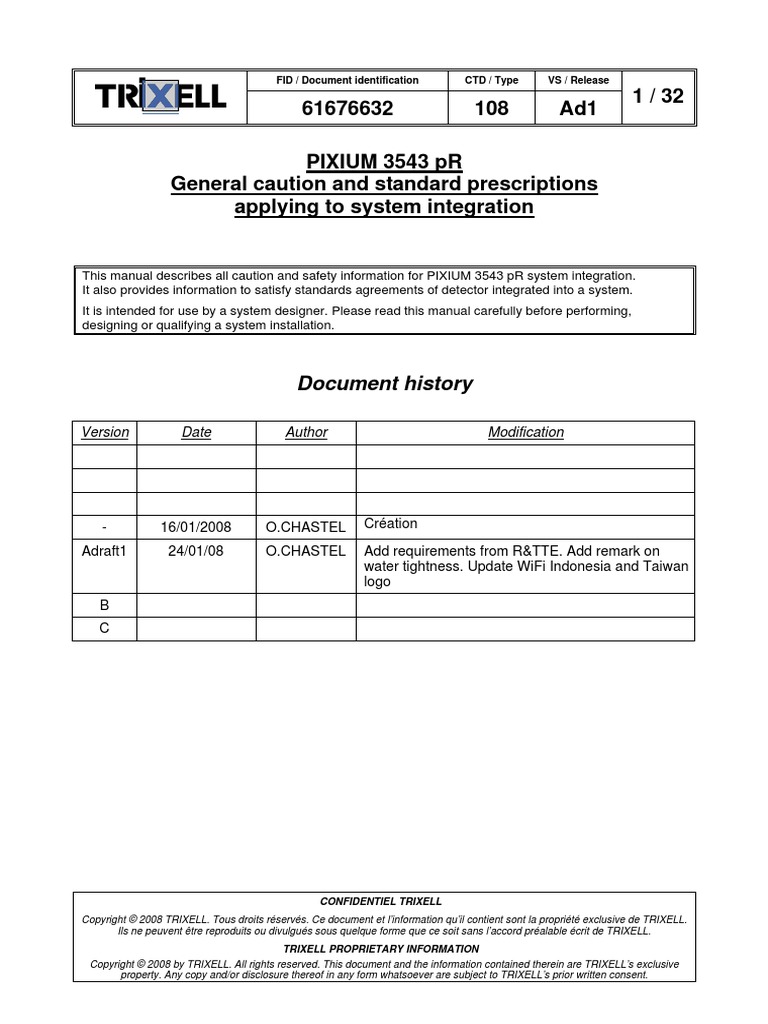 User's Manual Pixium 3543 PR | PDF | Ieee 802.11 | Medical Imaging