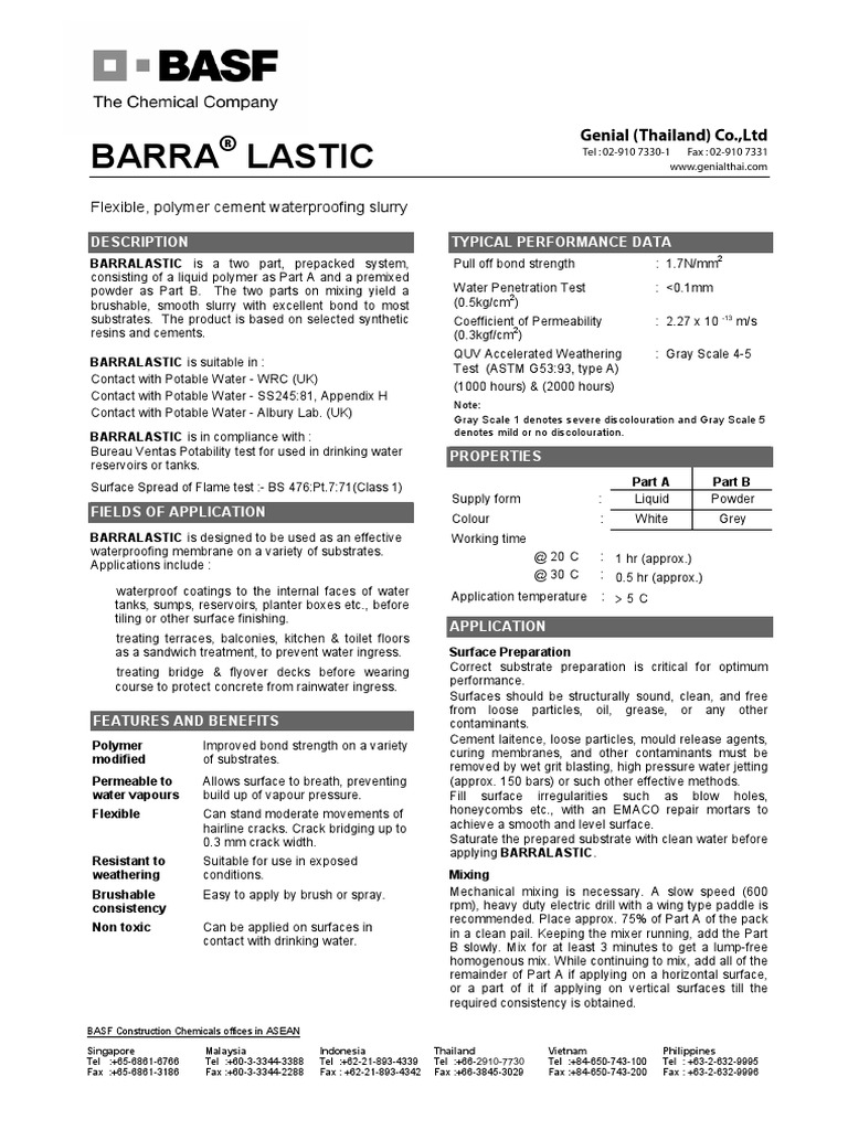 Barralastic Method Statement | PDF | Concrete | Water