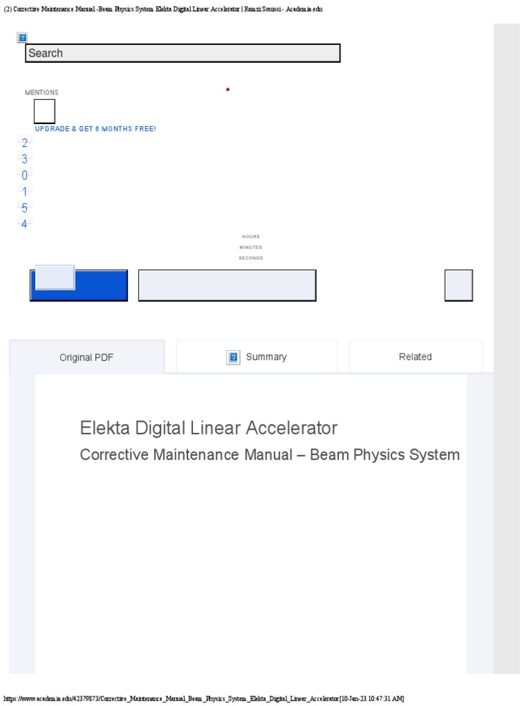 Corrective Maintenance Manual - Beam Physics System Elekta Digital Linear Ac | PDF | Particle ...