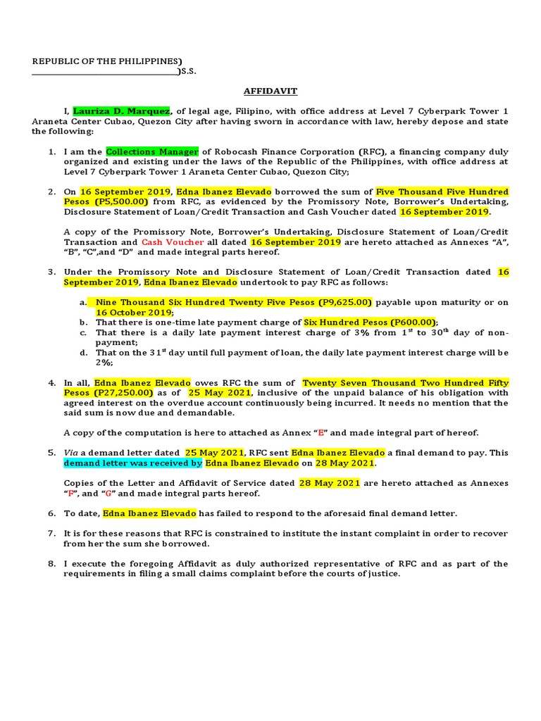 Affidavit FORM Offline | PDF | Affidavit | Loans