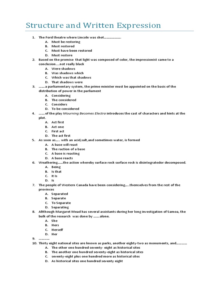 Structure Questions | PDF