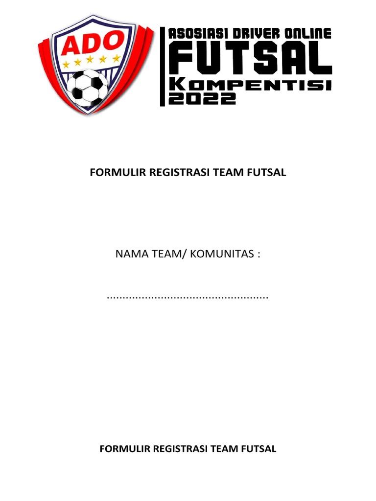 Formulir Pendaftaran Tim Futsal | PDF