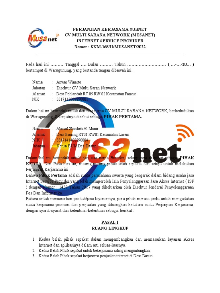 Surat MOU BUMDES Bonang | PDF