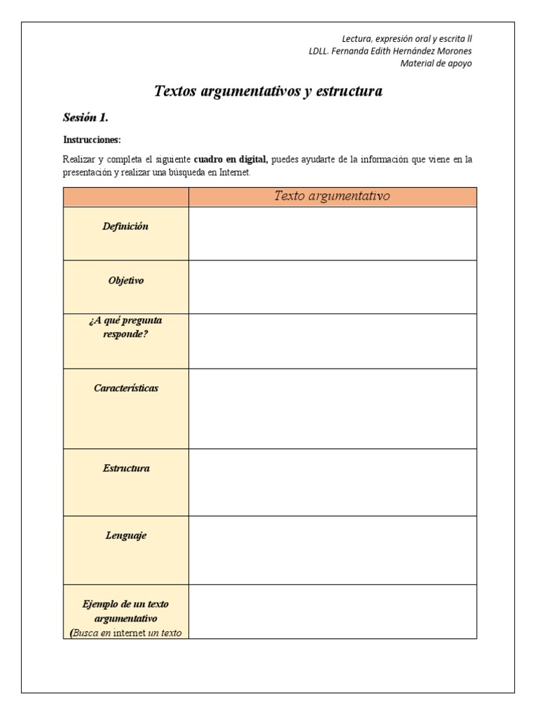 Sesión 1 Actividad. Textos Argumentativos y Estructura | PDF