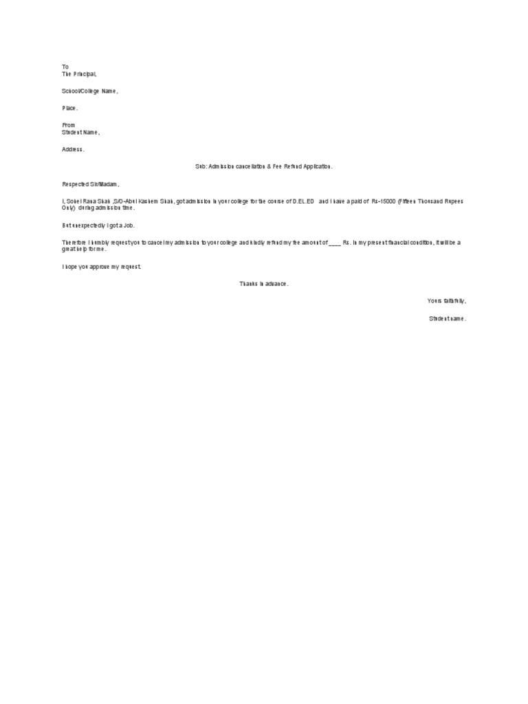 Application For Refund Money | PDF