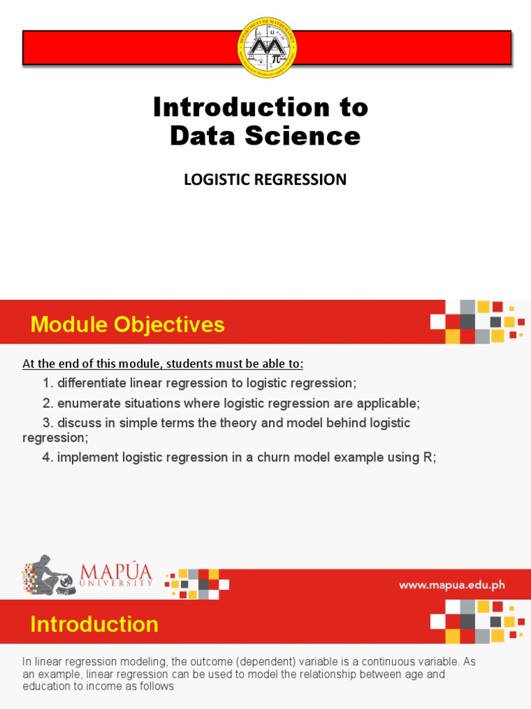 Lesson 7 Logistic Regression | PDF | Logistic Regression | Regression Analysis