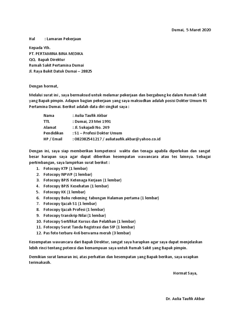 Surat Lamaran Geri | PDF