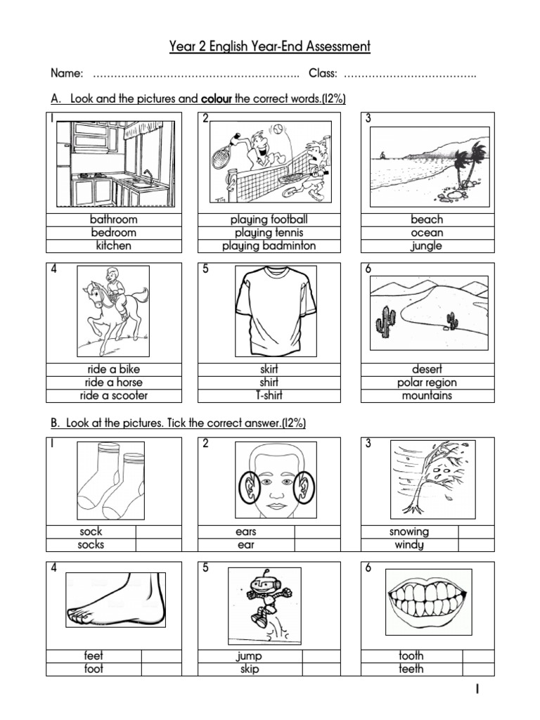 Year 2 English Assessment: Beach Theme | PDF | Language Arts & Discipline