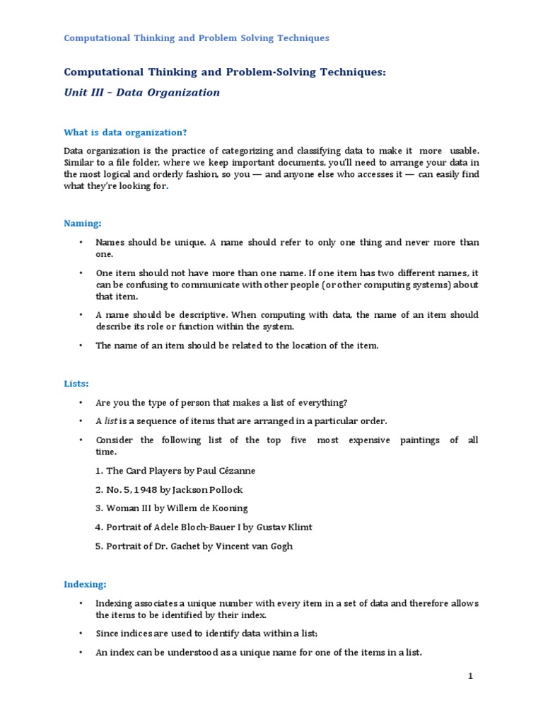 CTPS Notes - Unit III (First Half) | PDF | Array Data Structure ...