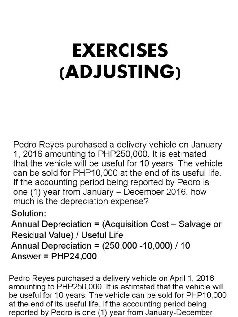 Exercises (Adjusting) | PDF | Depreciation | Accounting