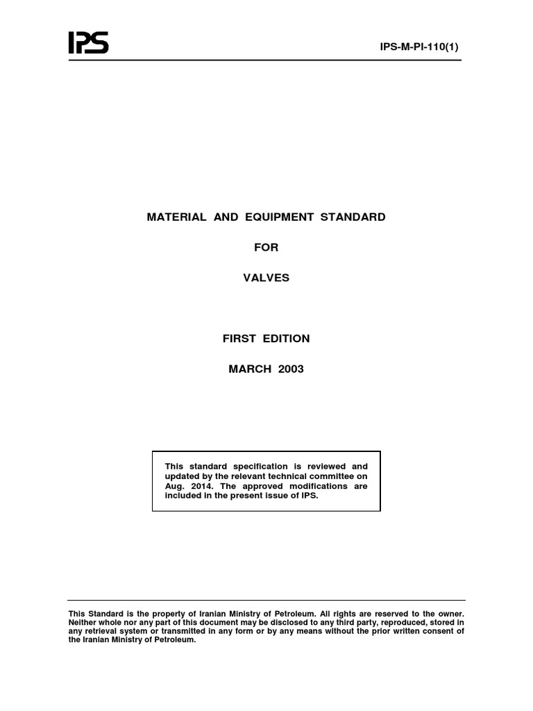 Material and Equipment Standard For Valves | PDF | Valve | Pipe (Fluid Conveyance)