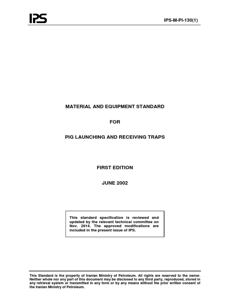 Material and Equipment Standard For Pig Launching and Receiving Traps ...