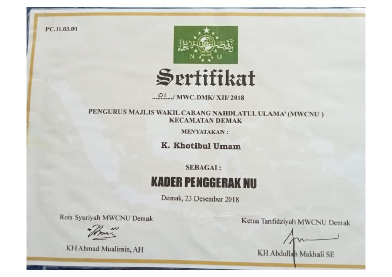 Sertifikat Pknu | PDF