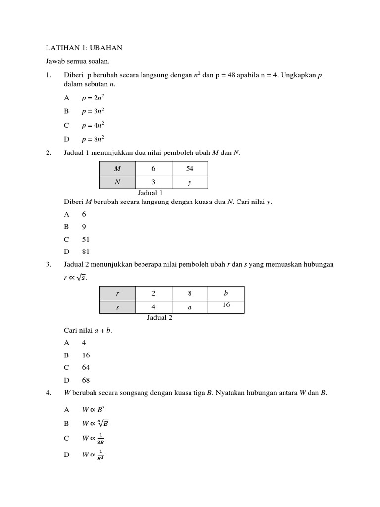 Latihan 1 Ubahan | PDF