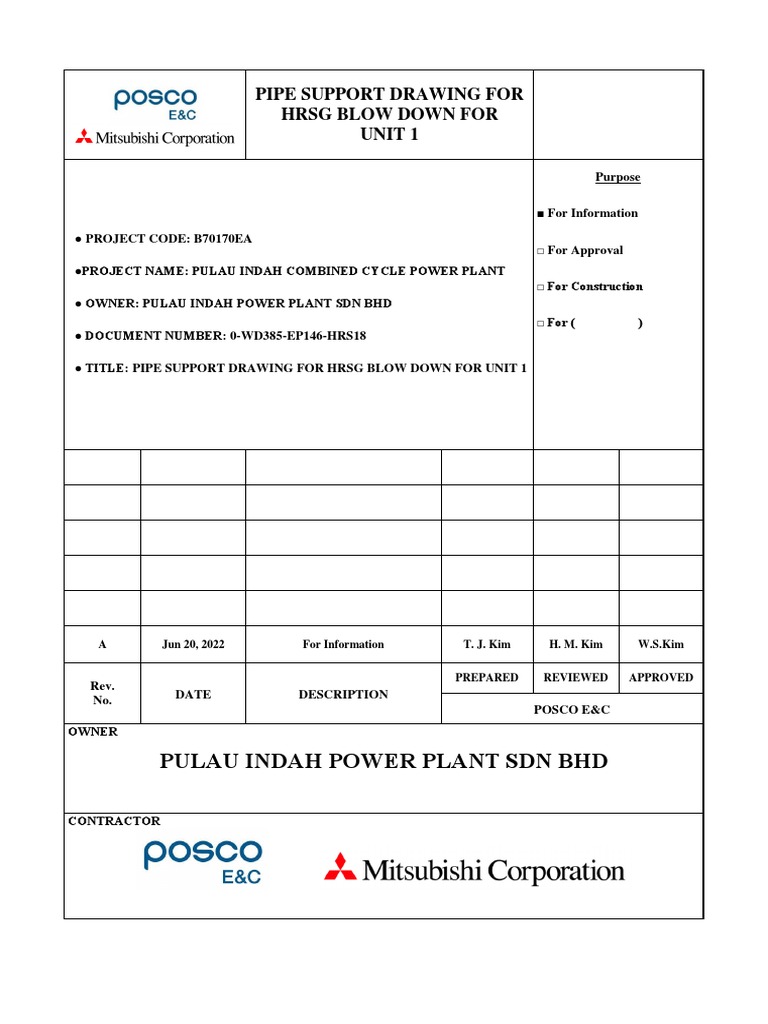 1-WD385-EP146-HRS18 - Rev.B - Pipe Support Drawing For HRSG Blow Down For Unit 1 - Issued As Rev ...