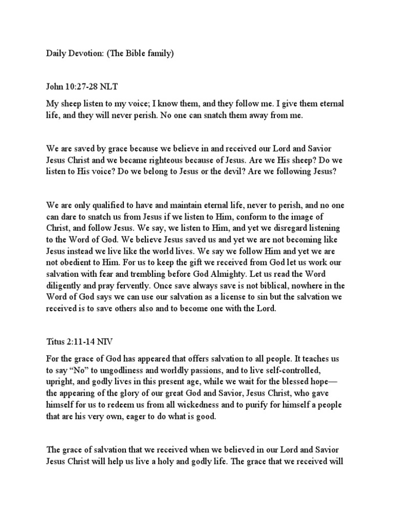 Daily Devotion | PDF | Salvation | Jesus