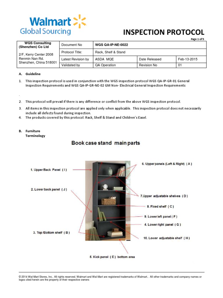 WGS QA-IP-NE-0022 - RACK - and - SHELF - and - STAND - REV01 - 01jul14 | PDF | Walmart
