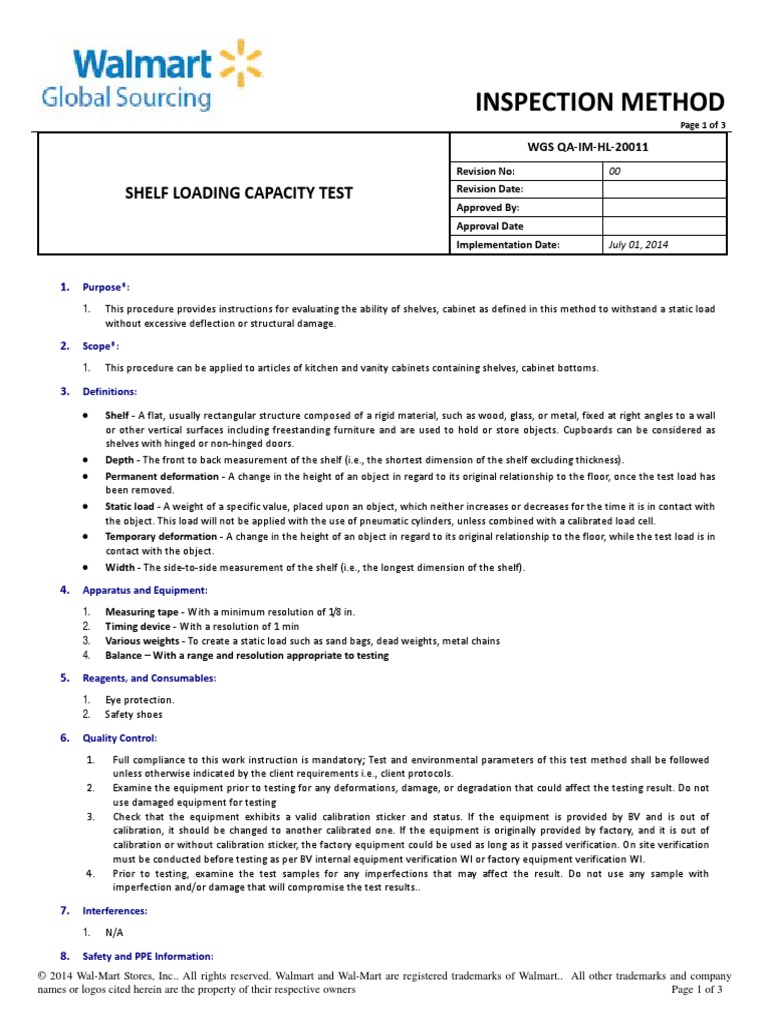 WGS QA-IM-HL-20011 - SHELF LOADING CAPACITY TEST - REV00 - 01jul14 ...