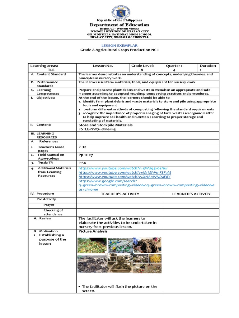 Lesson Exemplar in ACP Grade 8 (4th Quarter) | PDF | Learning | Cognition