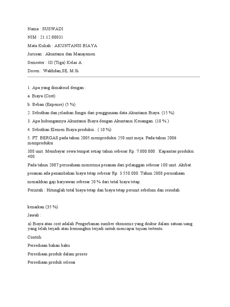 File UTS Suswadi Semster 3 Manajemen A MOPUKM C | PDF