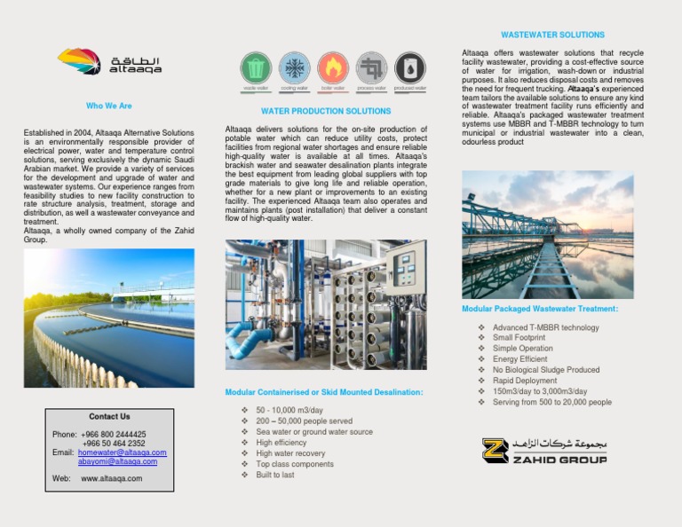 Altaaqa Brochure | PDF | Water | Desalination