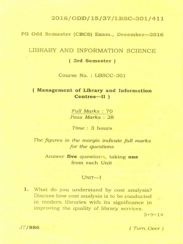 Question Papers LIS 301 | PDF