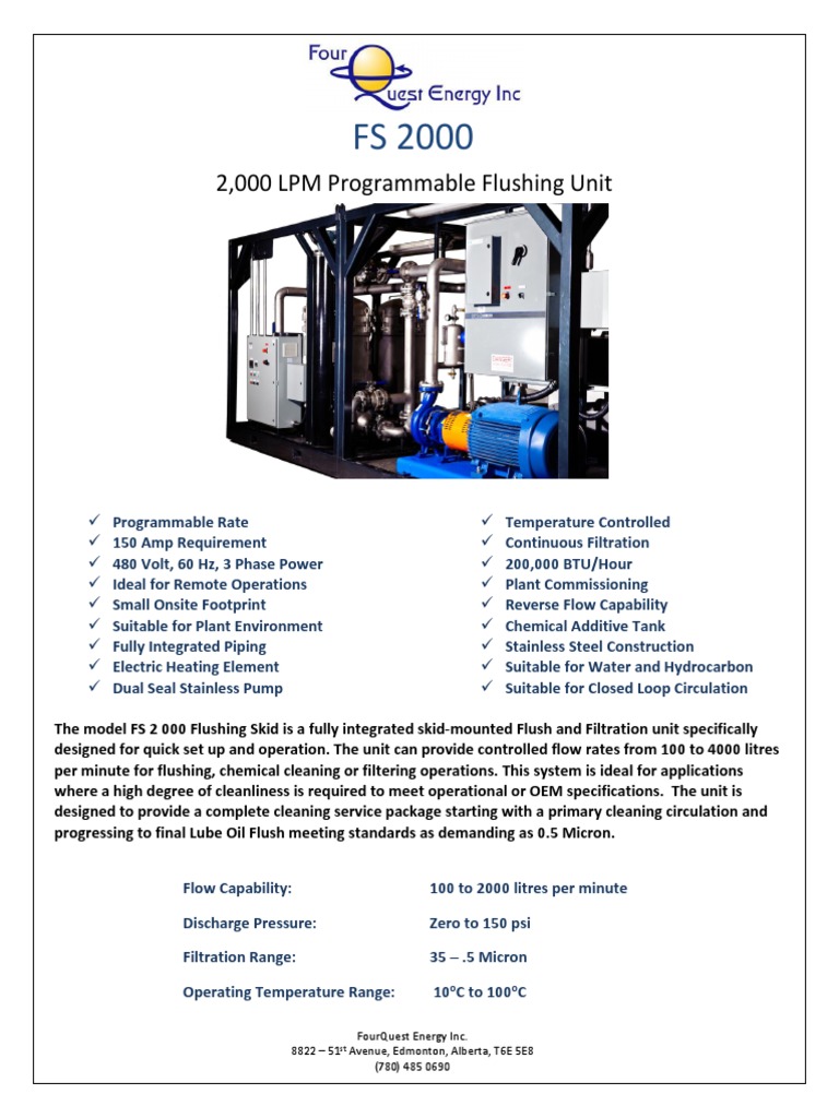 FS 2000 Flushing Skid Data Sheet | PDF