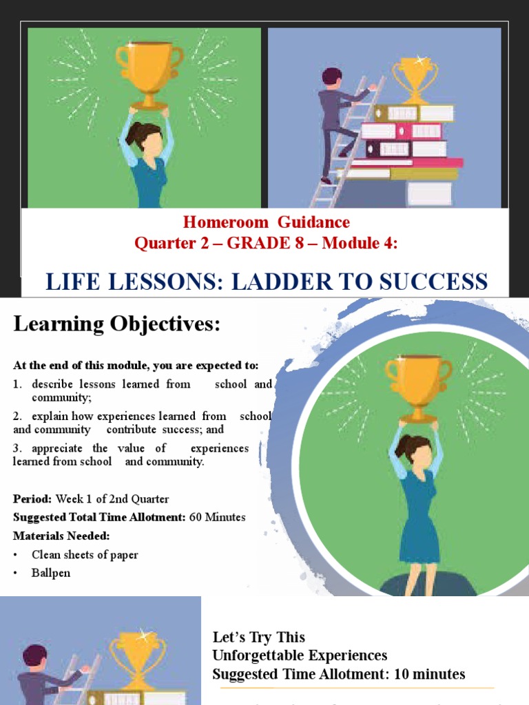 Life Lessons: Ladder To Success: Homeroom Guidance Quarter 2 - GRADE 8 ...
