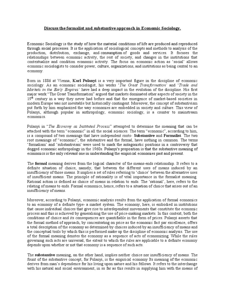 Economic Sociology Assignment | PDF | Market (Economics) | Sociology