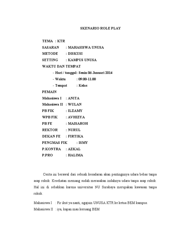 Skenario Role Play | PDF